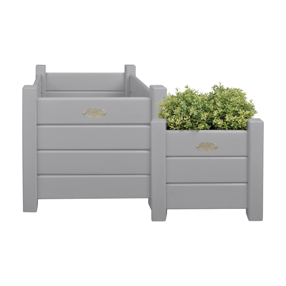 ESSCHERT DESIGN Wooden Square Planter Grey - Set of 2 **Limited Stock ...